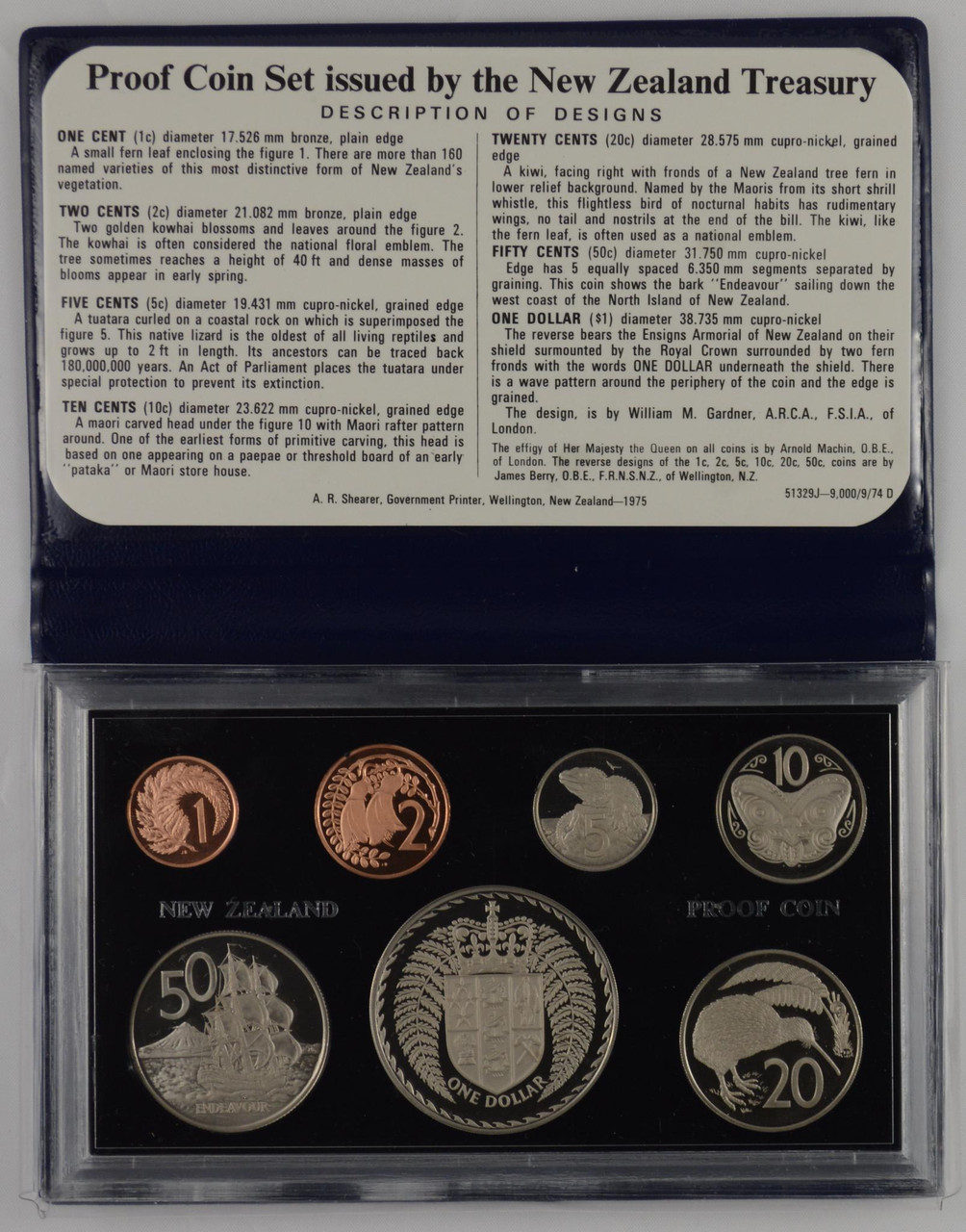 New Zealand - 1975 - Annual Proof Coin Set - Coat Of Arms - Oceanic Mint