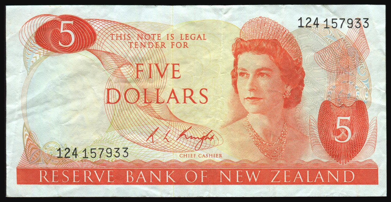 New Zealand - $5 Note - Knight - 124 157933 - VF - Oceanic Mint