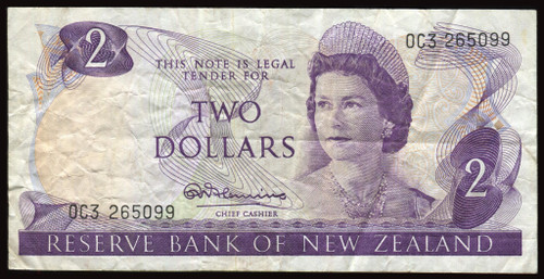 New Zealand - $2 Note - Fleming - 0C3 265099 - Fine - Oceanic Mint