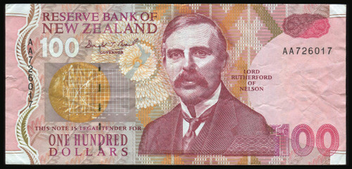 New Zealand - $100 Note - Brash - AA726017 - Fine - Oceanic Mint