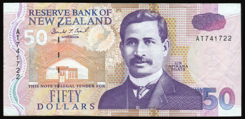 New Zealand - $50 Note - Brash - AT741722 - Fine - Oceanic Mint