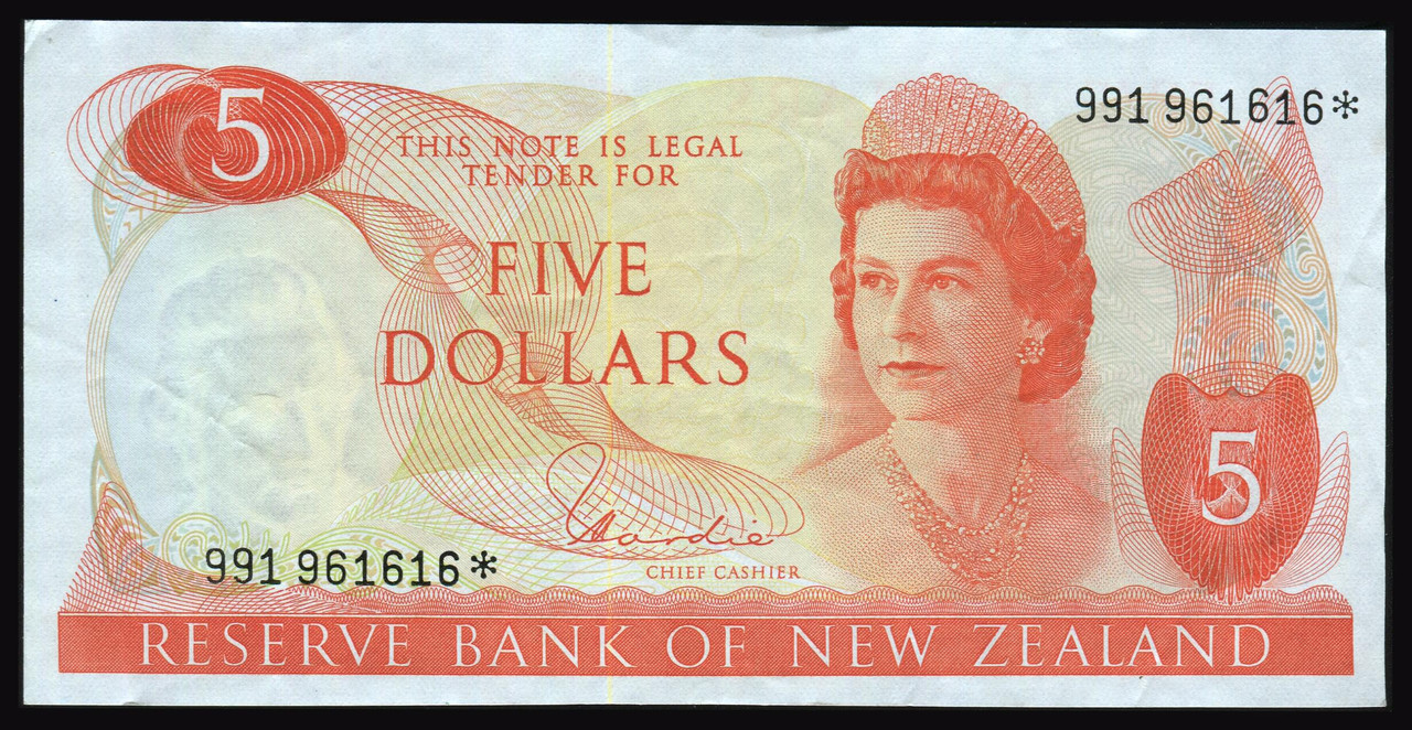 New Zealand - $5 - Star Note - Hardie - 991 961616* - Extremely Fine ...