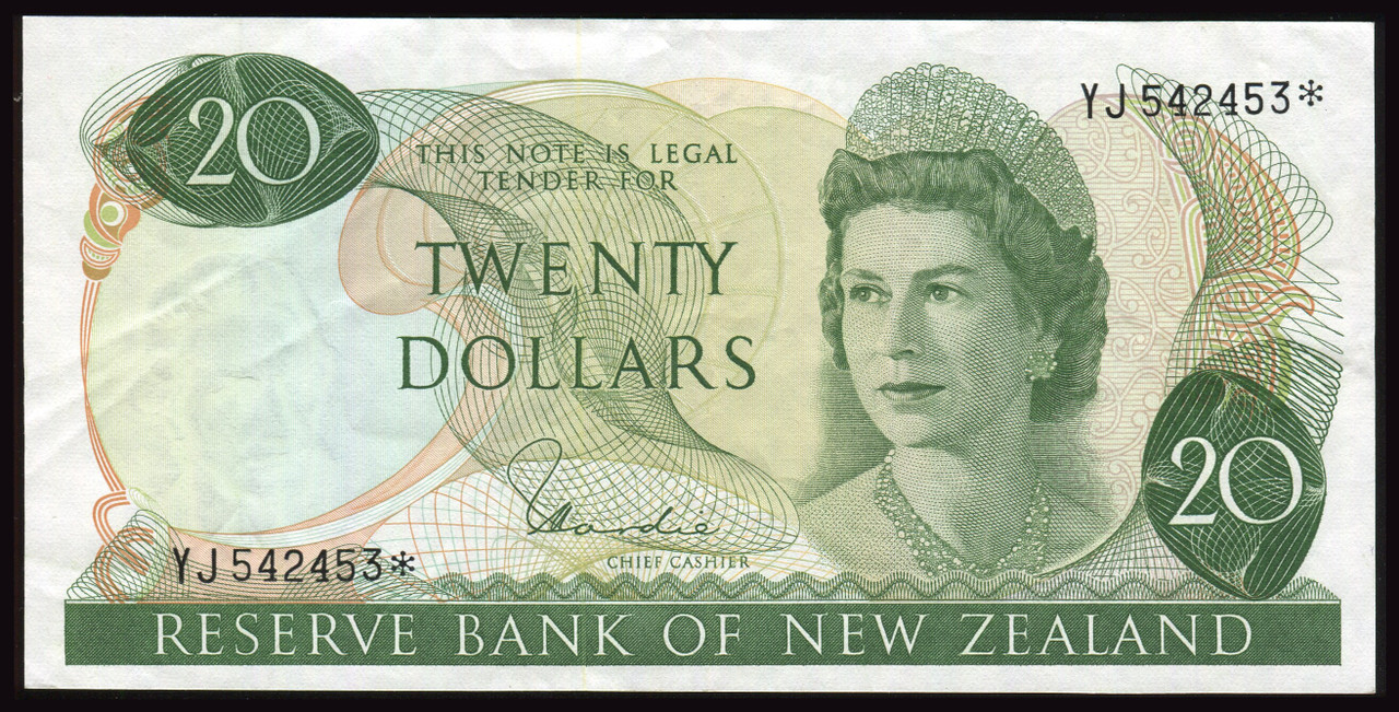 New Zealand - $20 Star Note - Hardie - YJ542453* - EF - Oceanic Mint