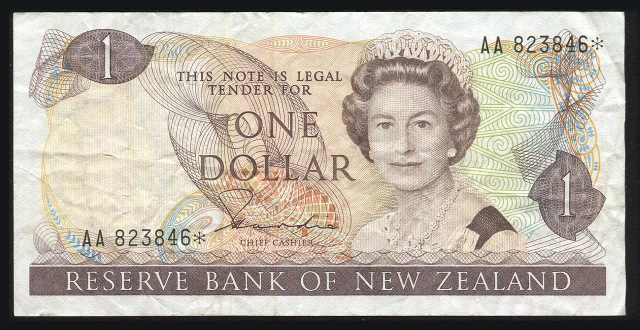 New Zealand - $1 Star Note - Hardie - AA823846* - Fine - Oceanic Mint