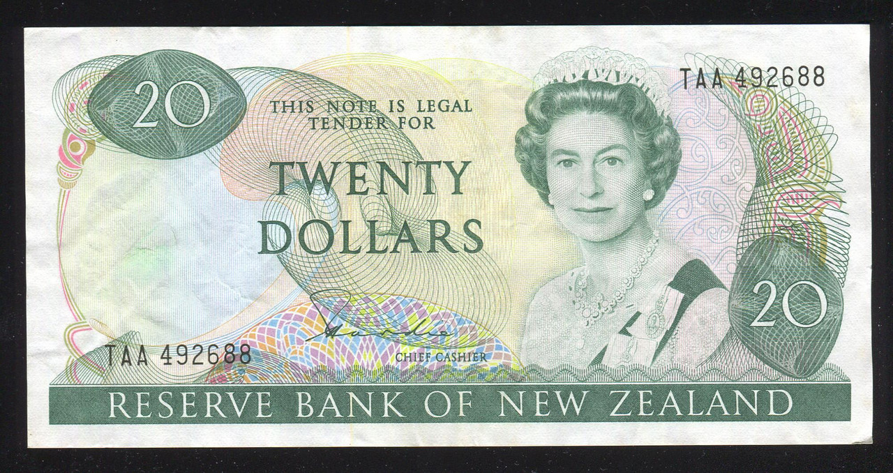 New Zealand - $20 - Hardie - First Prefix - TAA492688 - aVF - Oceanic Mint