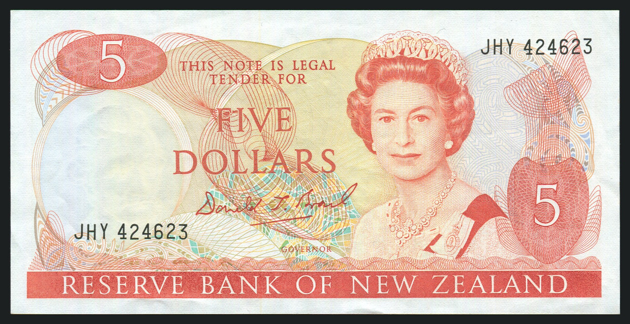 New Zealand - $5 - Brash - JHY424623 - EF - Oceanic Mint