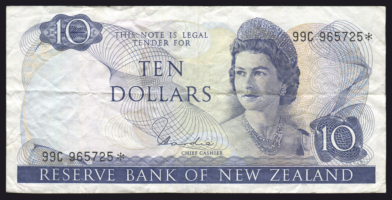 New Zealand - $10 - Hardie - Star Note - 99C 965725* - Fine - Oceanic Mint