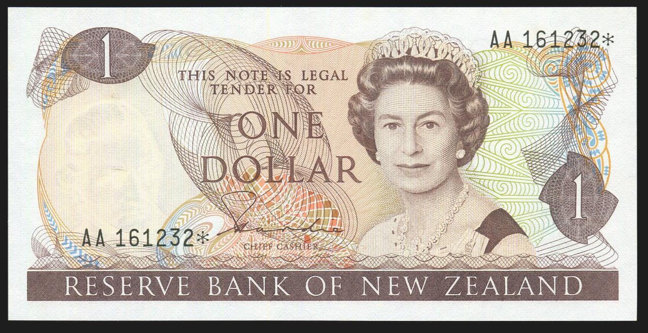 New Zealand - $1 - Hardie - Star Note - AA 161232* - Unc - Oceanic Mint