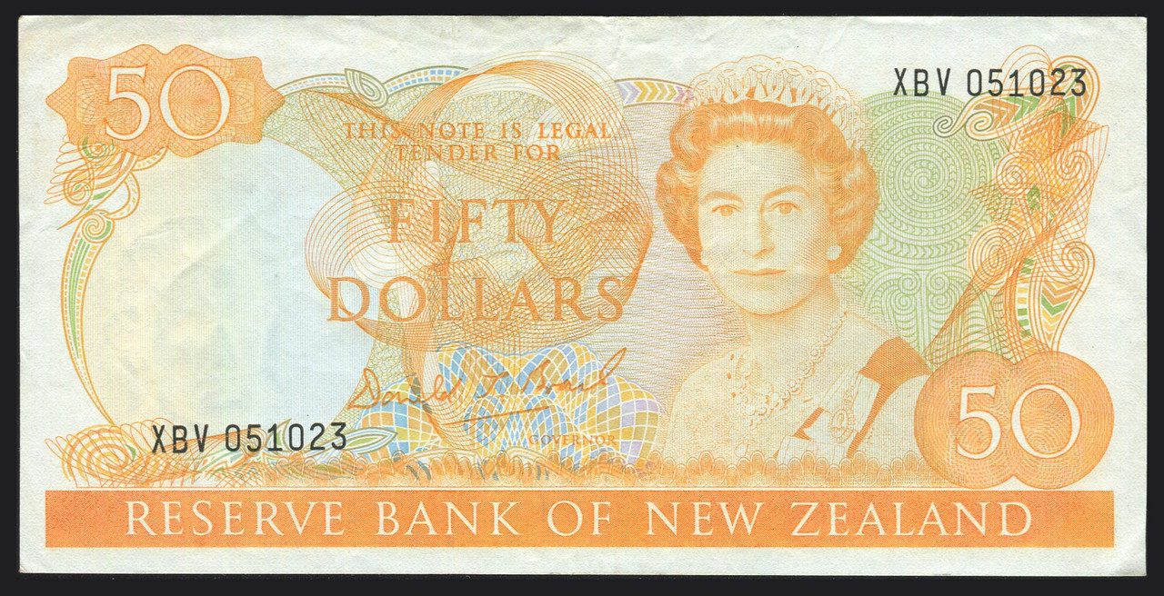 New Zealand - $50 - Brash - Last Prefix - XBV051023 - Fine - Oceanic Mint