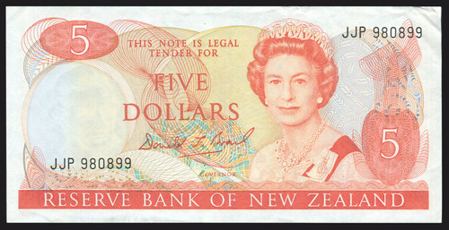 New Zealand - 5 Dollars - Brash - Last Prefix - JJP 9980899 - VF