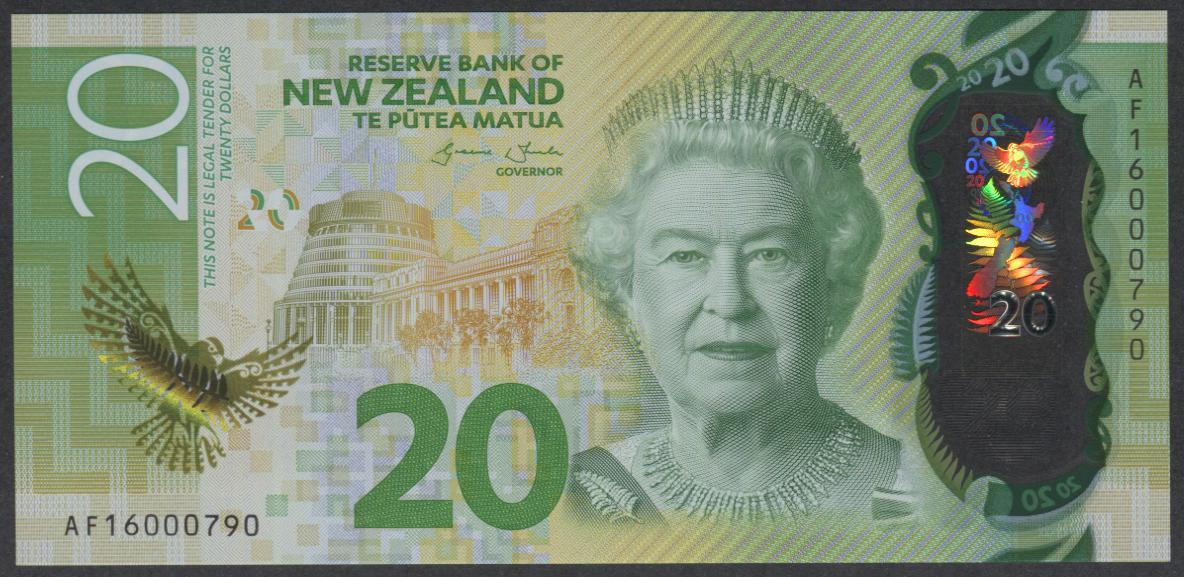 New Zealand - $20 Polymer Note - Wheeler - AF16 000790 - Oceanic Mint