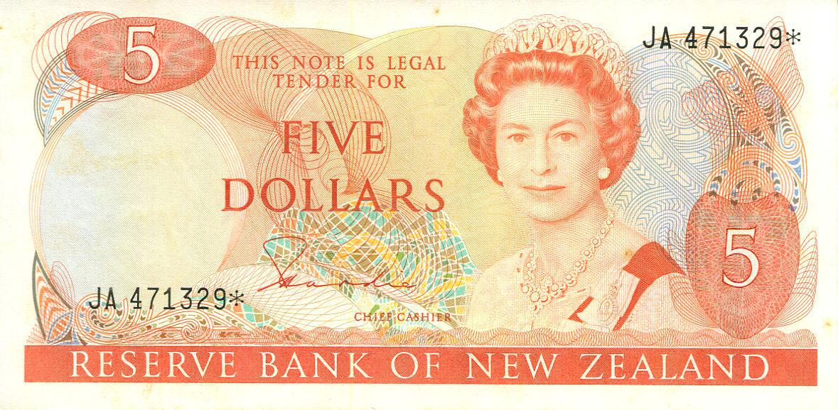 New Zealand - $5 Star Note - Hardie - JA471329* - Oceanic Mint