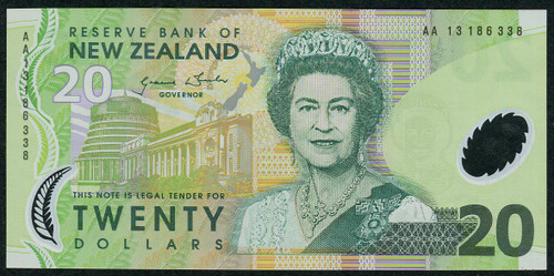 New Zealand - $20 Polymer Note - Wheeler - AA13 186338 - First Prefix ...