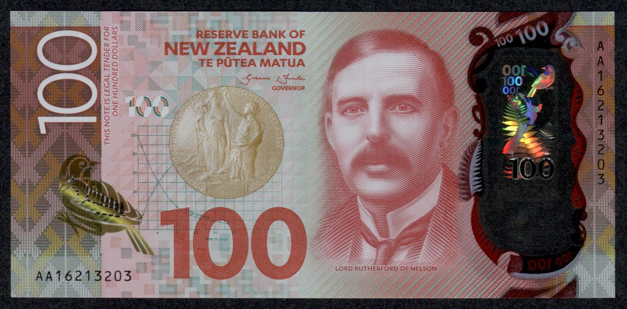 New Zealand - $100 Polymer Note - Wheeler - AA16 213203 - First Prefix ...