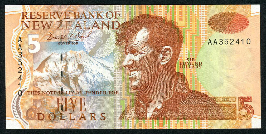 New Zealand - $5 Note - Brash - 'Type 2' - AA First Prefix - AA352410 ...