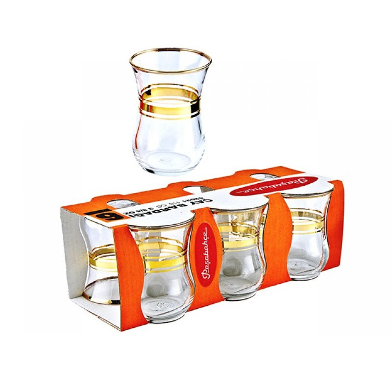 Tea Glasses Gold Trim Design (6 Pc) - Pasabahce - DIZIN Online Store