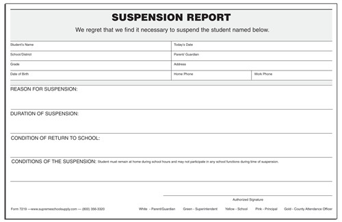 Suspension Report (7219) - Supreme School Supply