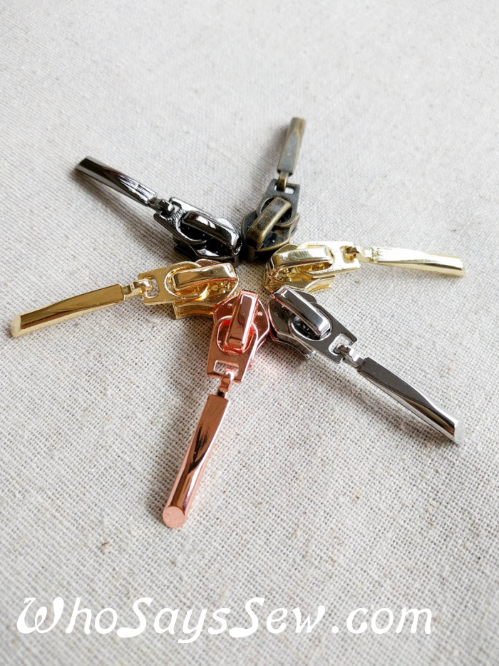 (#5) 4x ZIPPER SLIDERS/PULLS for Continuous SIZE 5 Nylon Chain Zipper ...