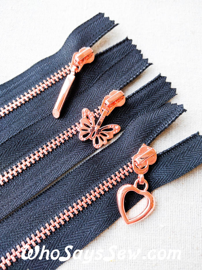 Shiny Rose Gold Metal Teeth Zipper 10cm/12cm/15cm/18cm/20cm/30cm/50cm ...