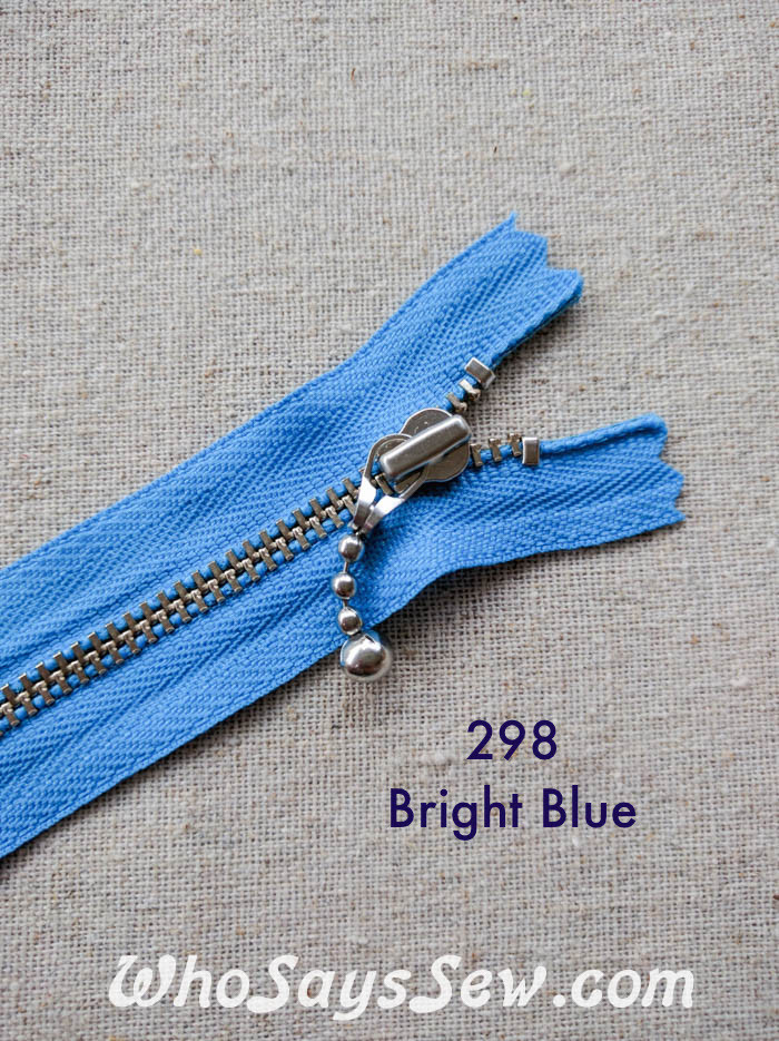 20cm/7.9" YKK Closed-Ended Silver Brass Metal Zipper with Light Ball ...