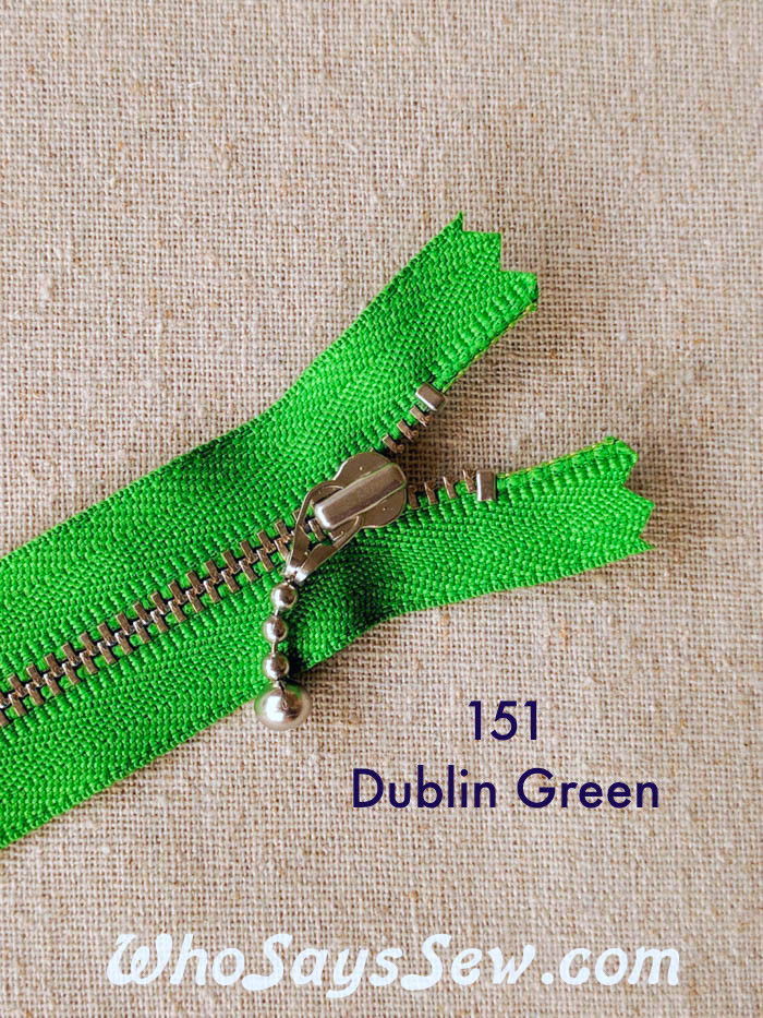 20cm/7.9" YKK Closed-Ended Silver Brass Metal Zipper with Light Ball ...