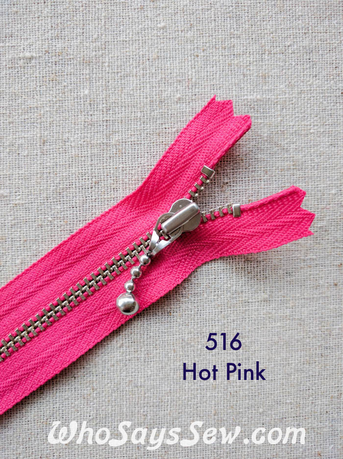 20cm/7.9" YKK Closed-Ended Silver Brass Metal Zipper with Light Ball ...