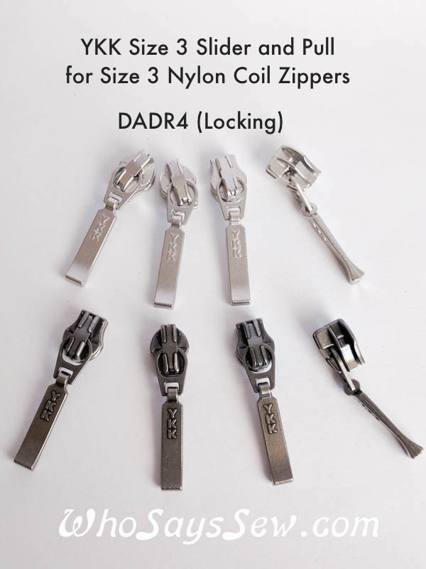 (#3) 4x YKK "DADR4" AUTO-LOCK ZIPPER SLIDERS/PULLS for Continuous Nylon ...