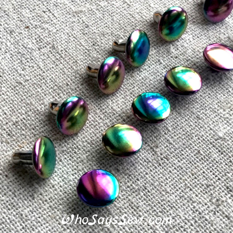 Brass 8mm RAINBOW IRIDESCENT Double Cap Rivets. 3 Shank Sizes 6mm, 8mm ...