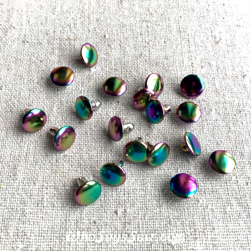 Brass 9mm RAINBOW IRIDESCENT Double Cap Rivets. 3 Shank Sizes 6mm, 8mm ...