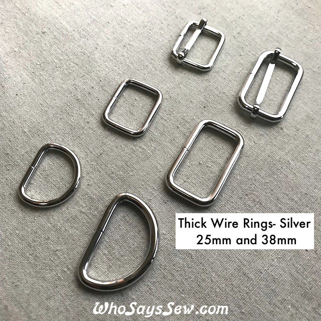 10x 2.5cm (1") or 3.8cm (1 1/2") Thick Wire Chunky Metal D-Rings ...