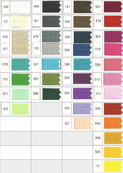 Ykk Color Chart