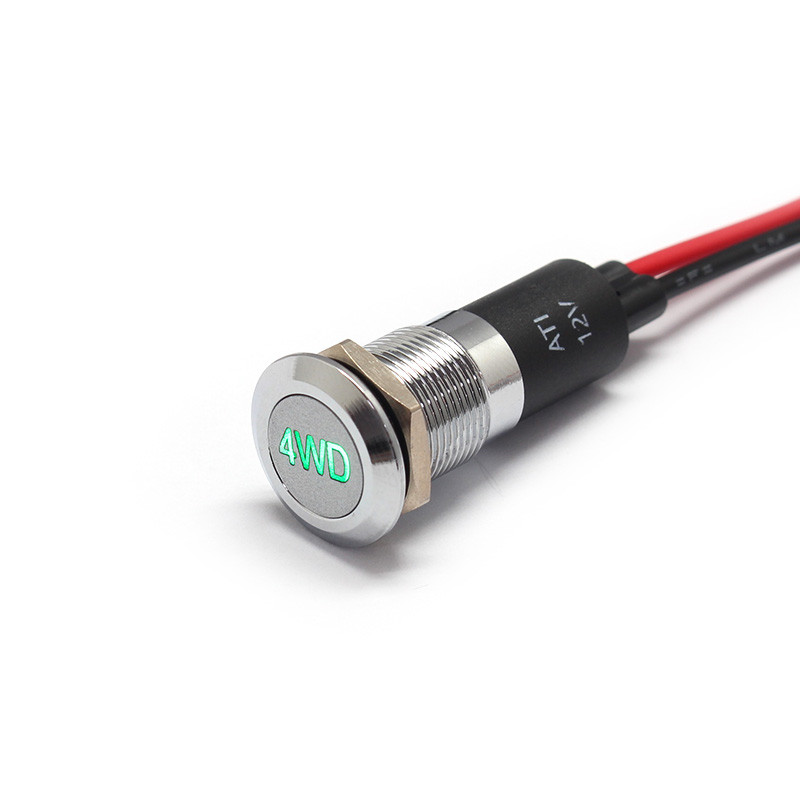 Alpinetech PL12MS 12mm 1/2" 12V LED Metal Indicator Dash Instrument ...