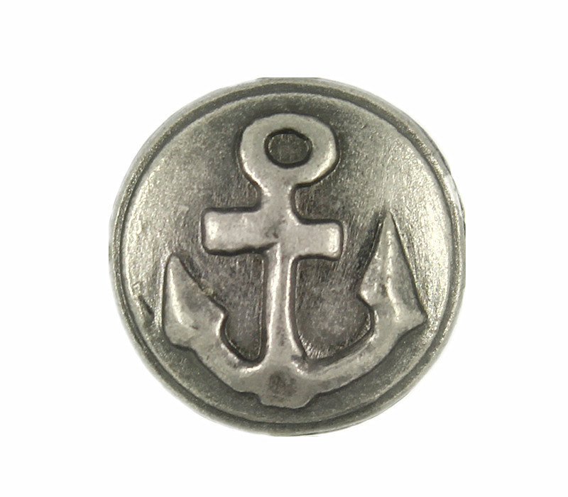 Nickel Silver Embossed Anchor Metal Shank Buttons - 15mm - 5/8 inch