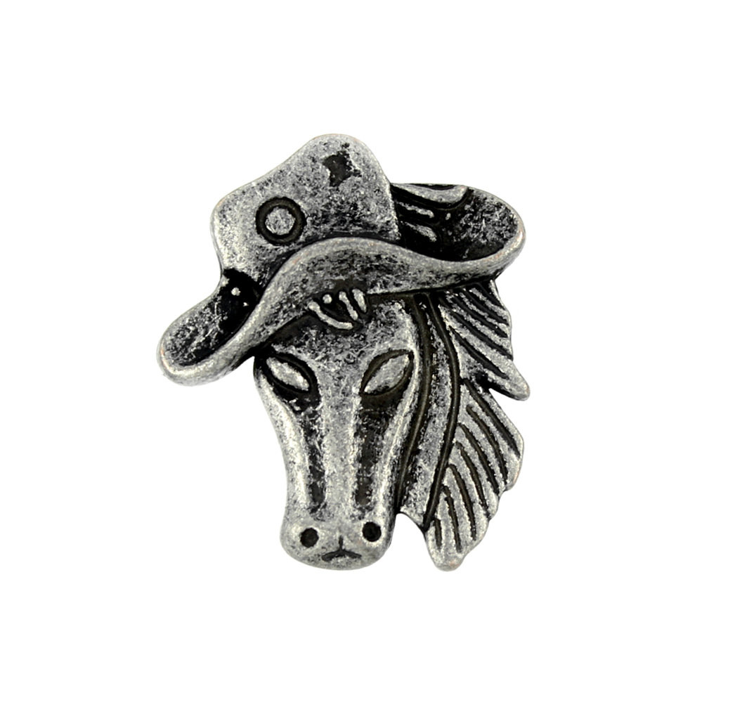 Cowboy Horse Antique Silver Metal Shank Buttons - 23mm - 7/8 inch