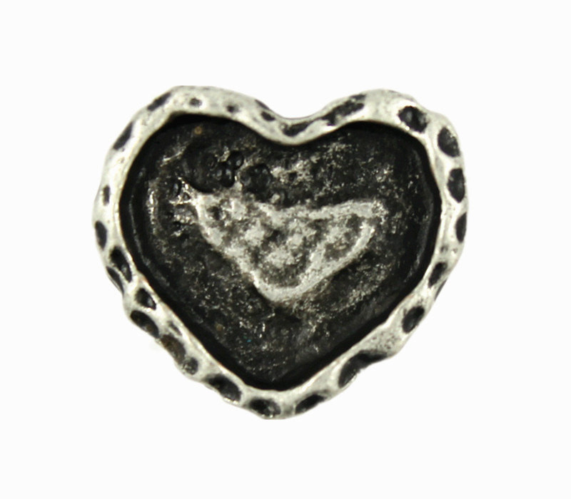 Intaglio Heart Antique Silver Metal Shank Buttons - 13mm - 1/2 inch