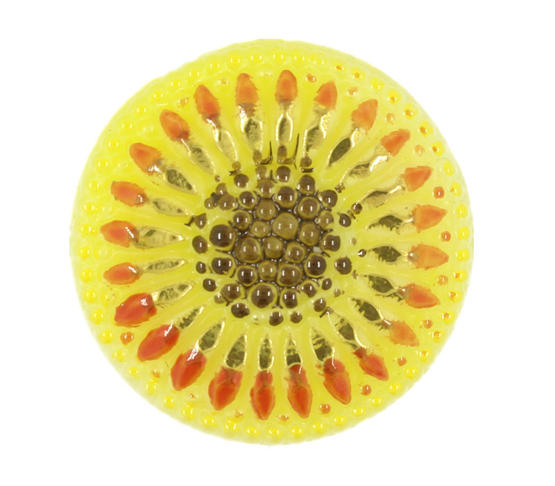 Yellow Daisy Hand Painted Vintage Czech Glass Button, Shank Button ...