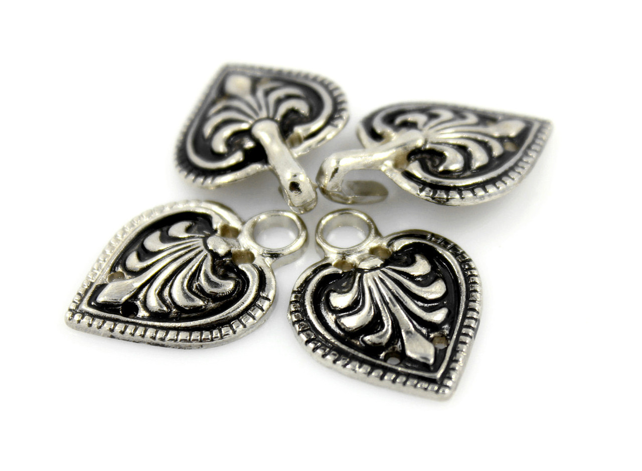 Charming Silver Baroque Spade HOOK And EYE Fasteners
