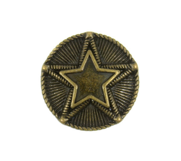 Stacked Star Metal Shank Buttons in Antique Brass Color - 18mm - 11/16 inch
