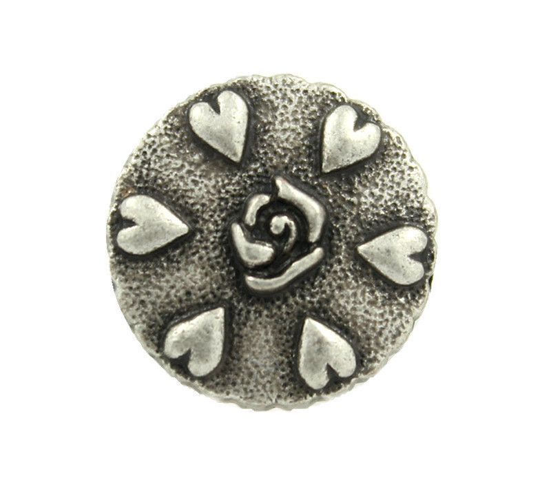 Hearts with Flower Metal Shank Buttons in Antique Silver Color - 16mm ...