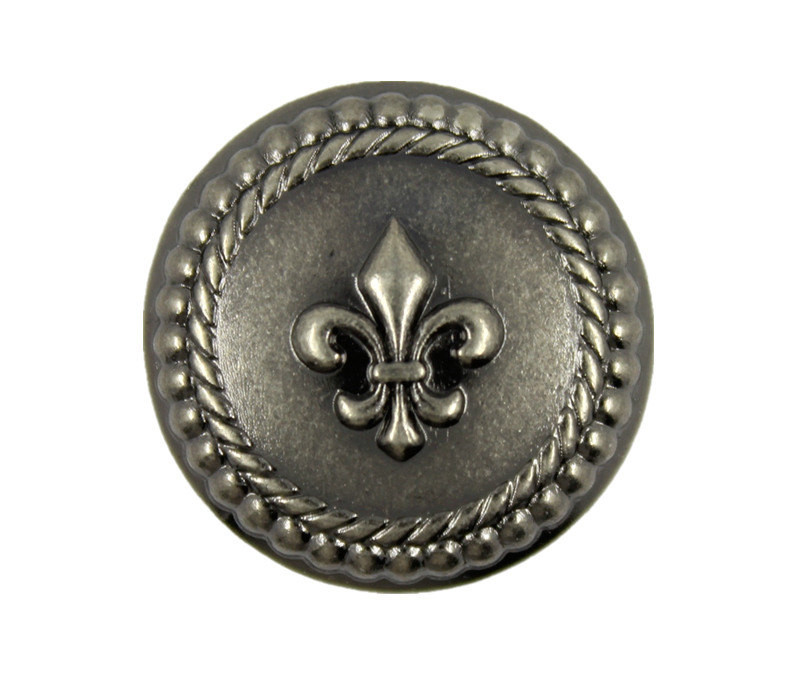 Nickel Silver Embossed Fleur-De-Lis Metal Shank Buttons - 20mm - 3/4 inch