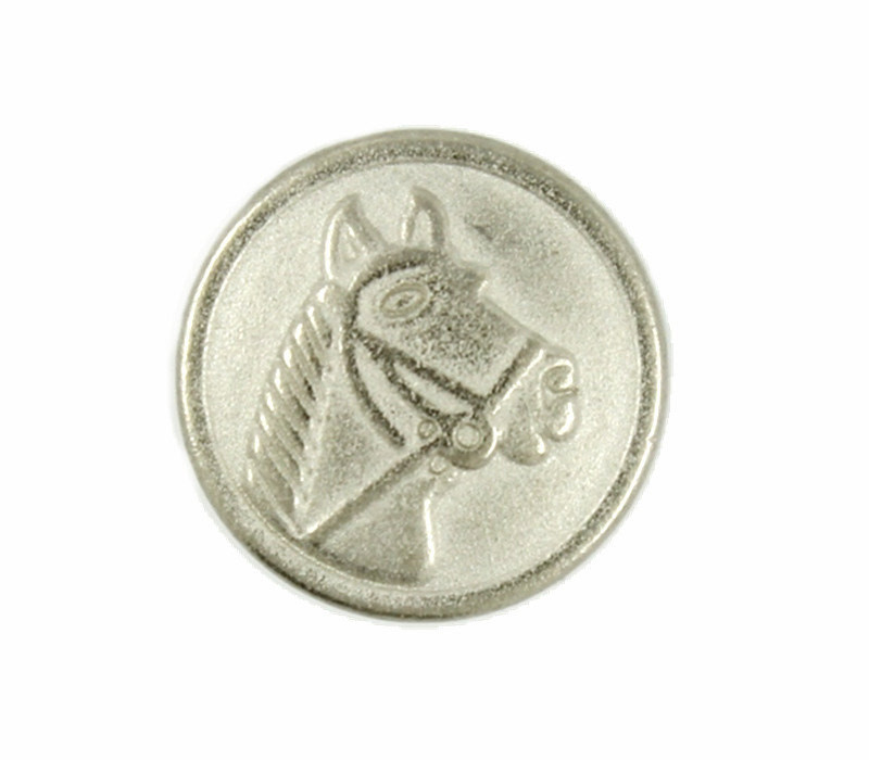 Embossed Horsehead Matte SIlver Metal Shank Buttons - 11mm - 7/16 inch