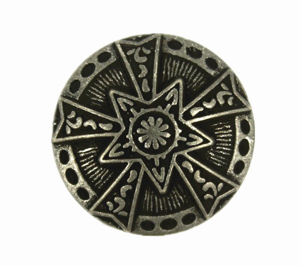 Star Emblem Metal Shank Buttons in Retro Silver Color - 22mm - 7/8 inch