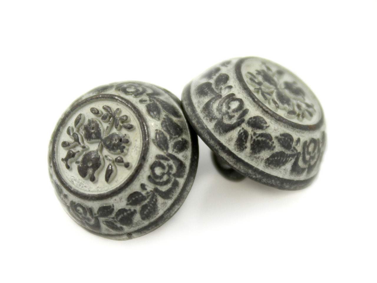 Truncated Cone Shaped Flower Carving Gunmetal White Metal Shank Buttons ...
