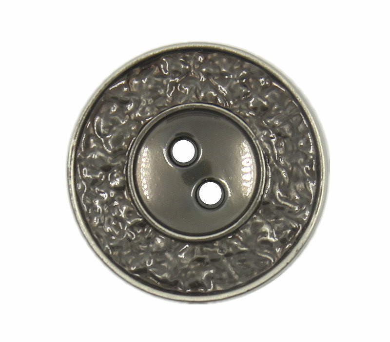 Stone Texture Thicken Border Gunmetal Metal Hole Buttons - 20mm - 3/4 inch