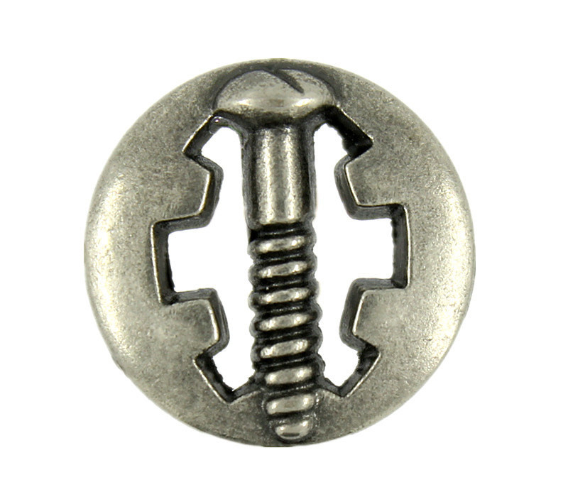Gear and Screw Nickel Silver Metal Shank Buttons - 18mm - 11/16 inch