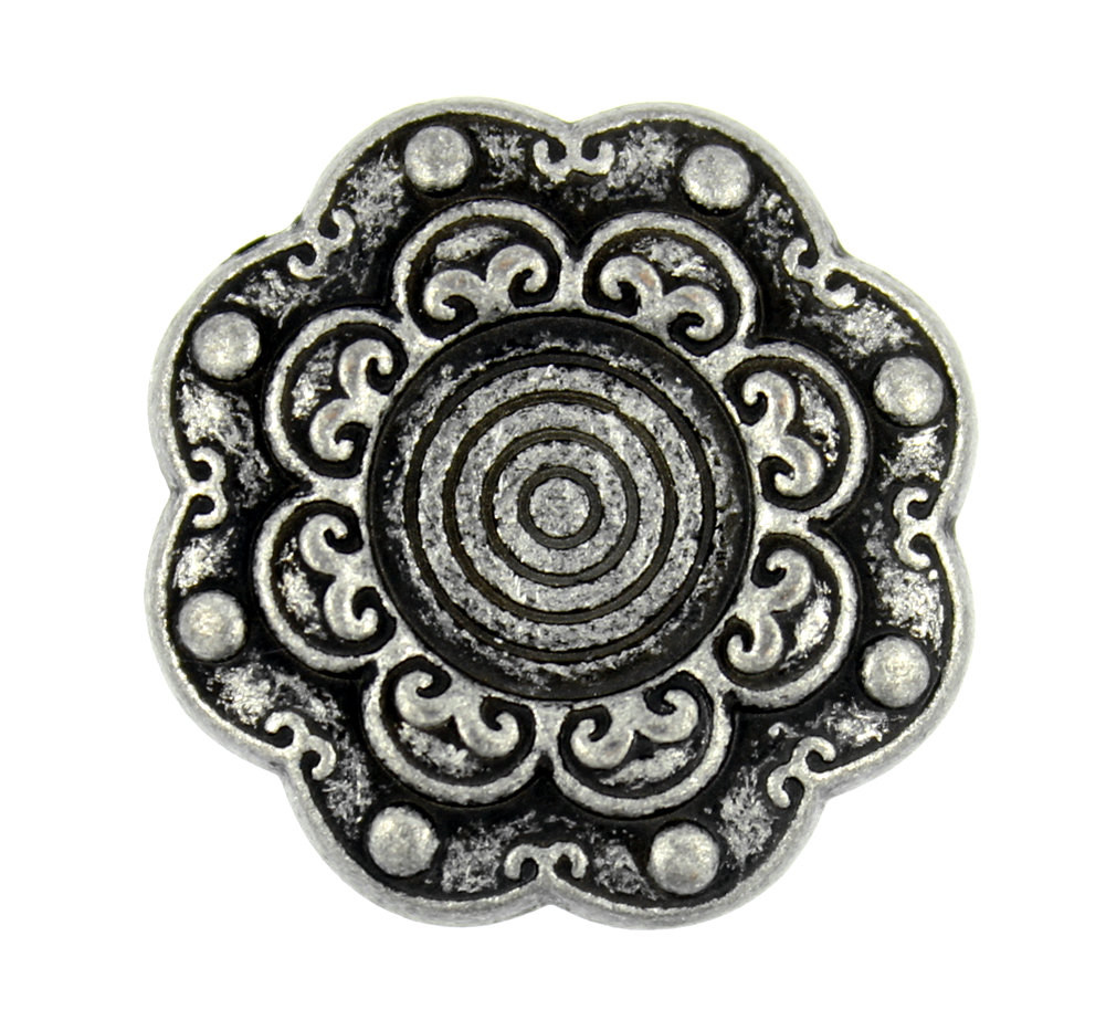 Tribal Flower Antique Silver Metal Shank Buttons - 23mm - 7/8 inch