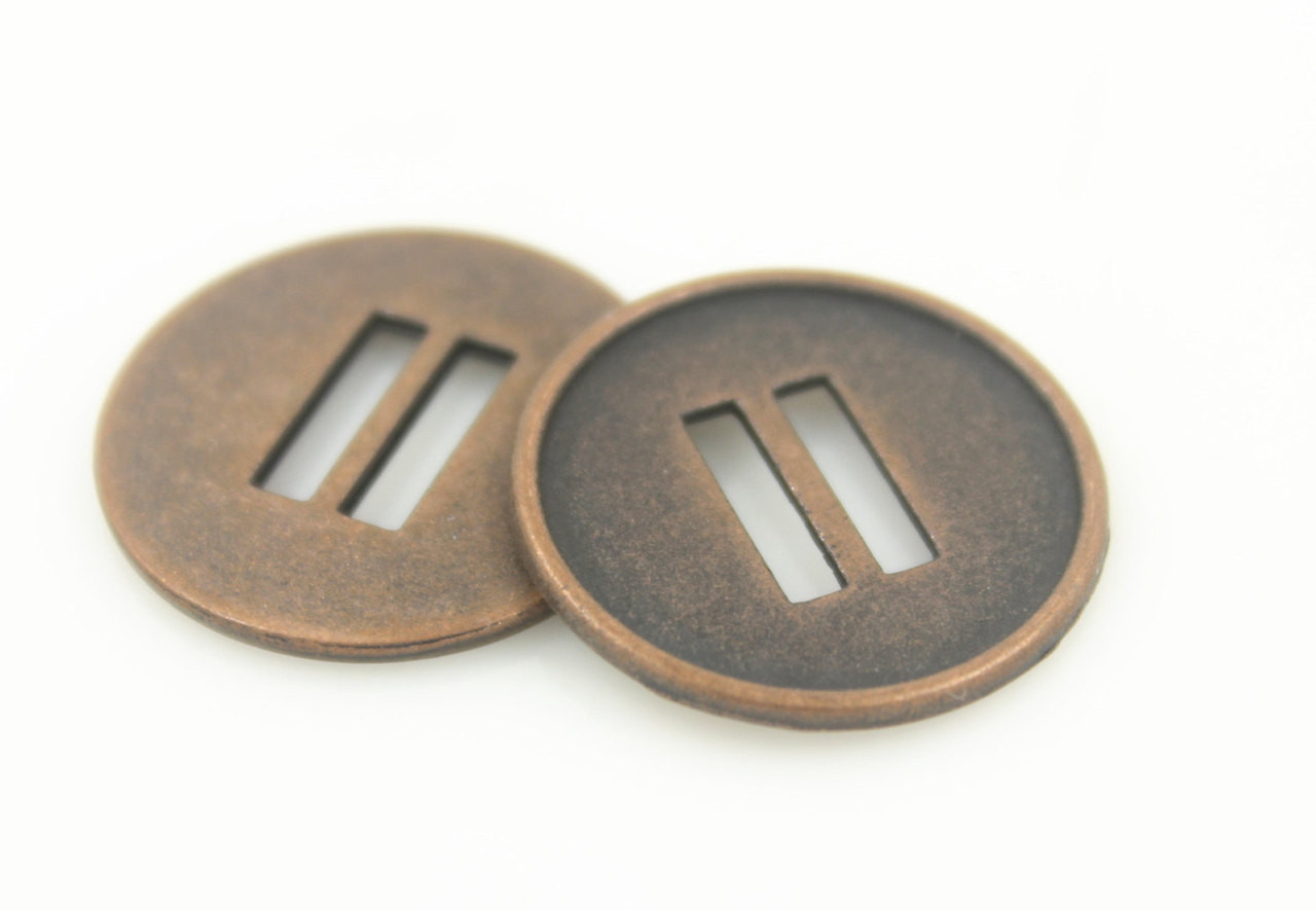 Rectangular Holes Copper Metal Hole Buttons - 22mm - 7/8 inch