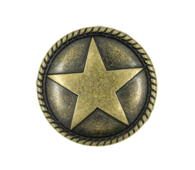 Roped Star Metal Shank Buttons in Antique Brass Color - 25mm - 1 inch