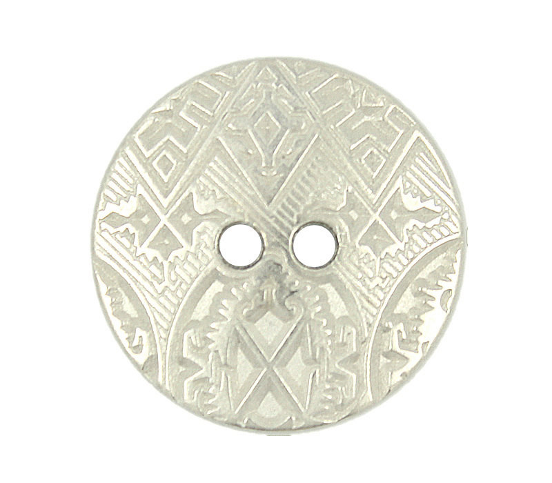 Temple Sculpture Silver Metal Hole Buttons - 25mm - 1 inch