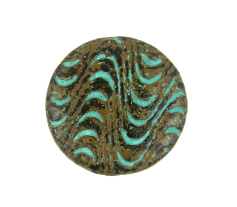 Green Patina Ocean Waves Metal Shank Buttons - 15mm - 5/8 inch